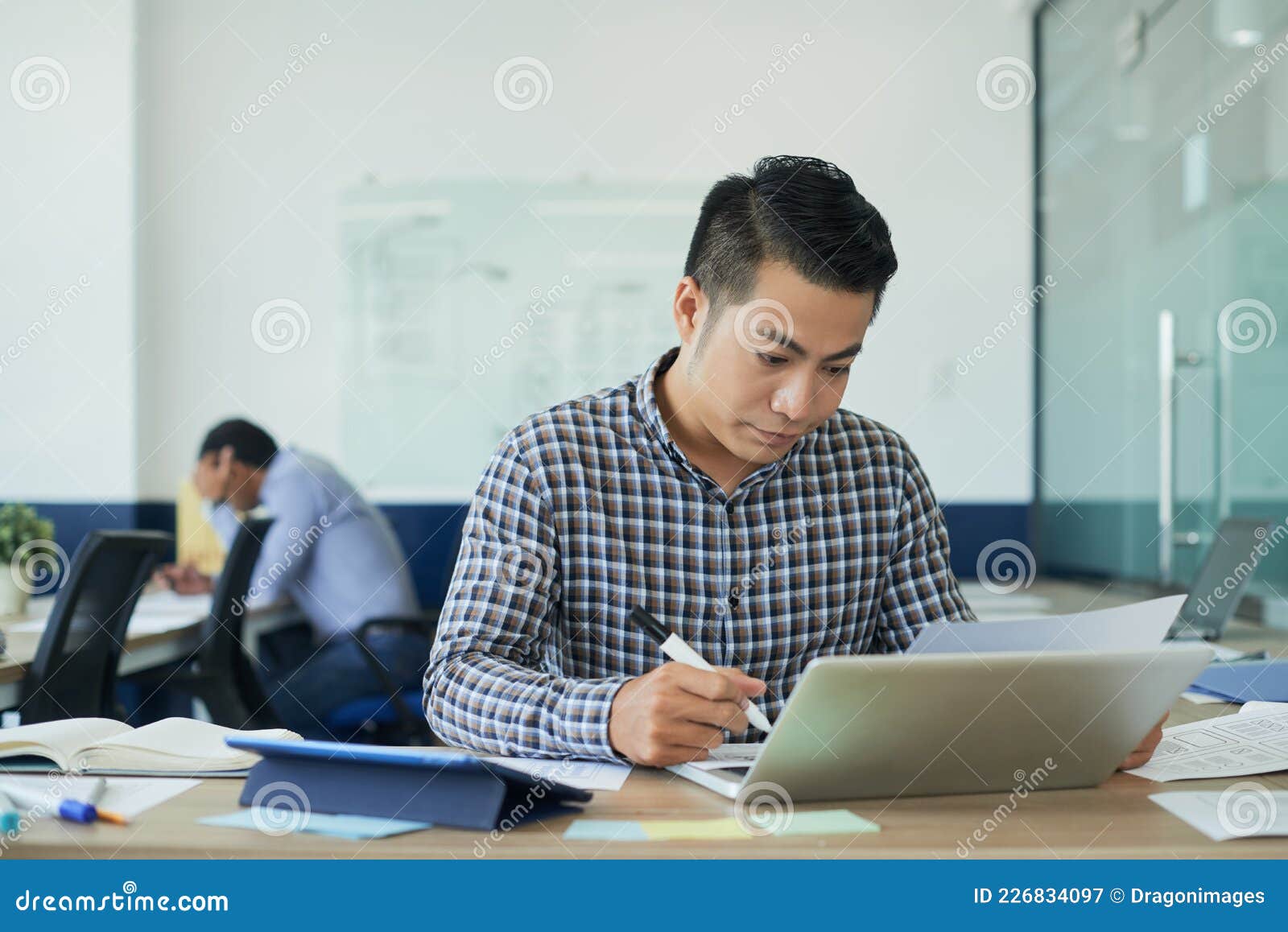 UI Designer Working at Office Desk Stock Image - Image of studying ...
