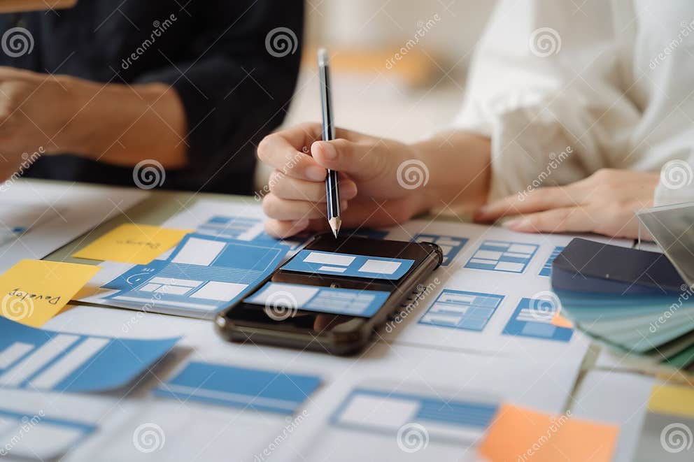 UI Developer and Ui Designer Brainstorming about Mobile App Interface ...