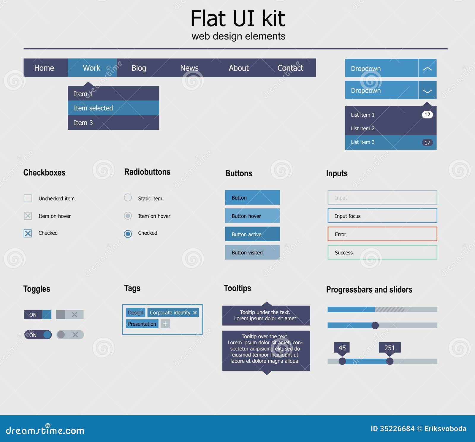UI is Een Reeks Vlak Ontwerp, Tendens Vector Illustratie - Illustration ...