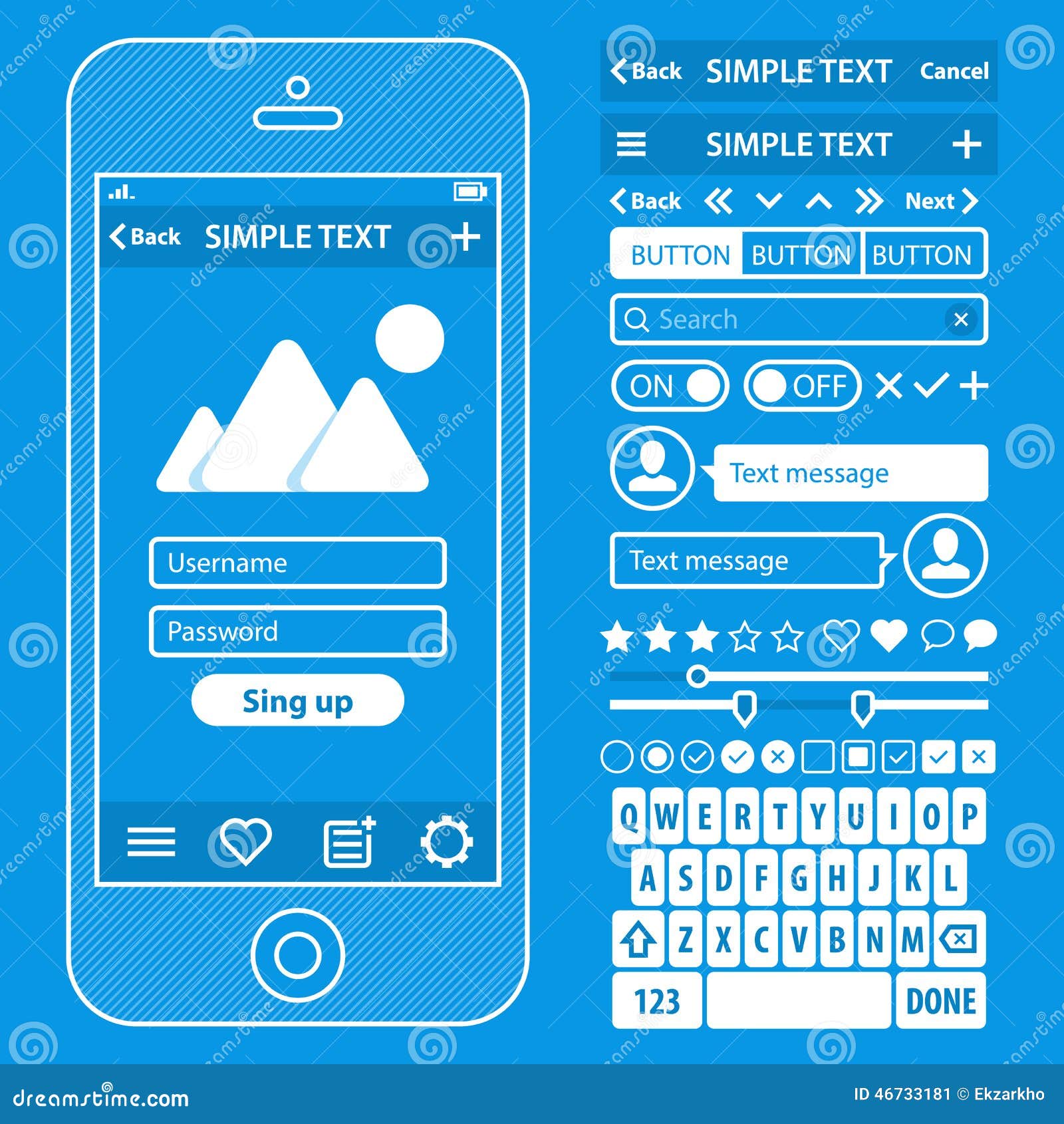 UI Elements Blueprint Design Vector Kit in Trendy Stock Vector ...