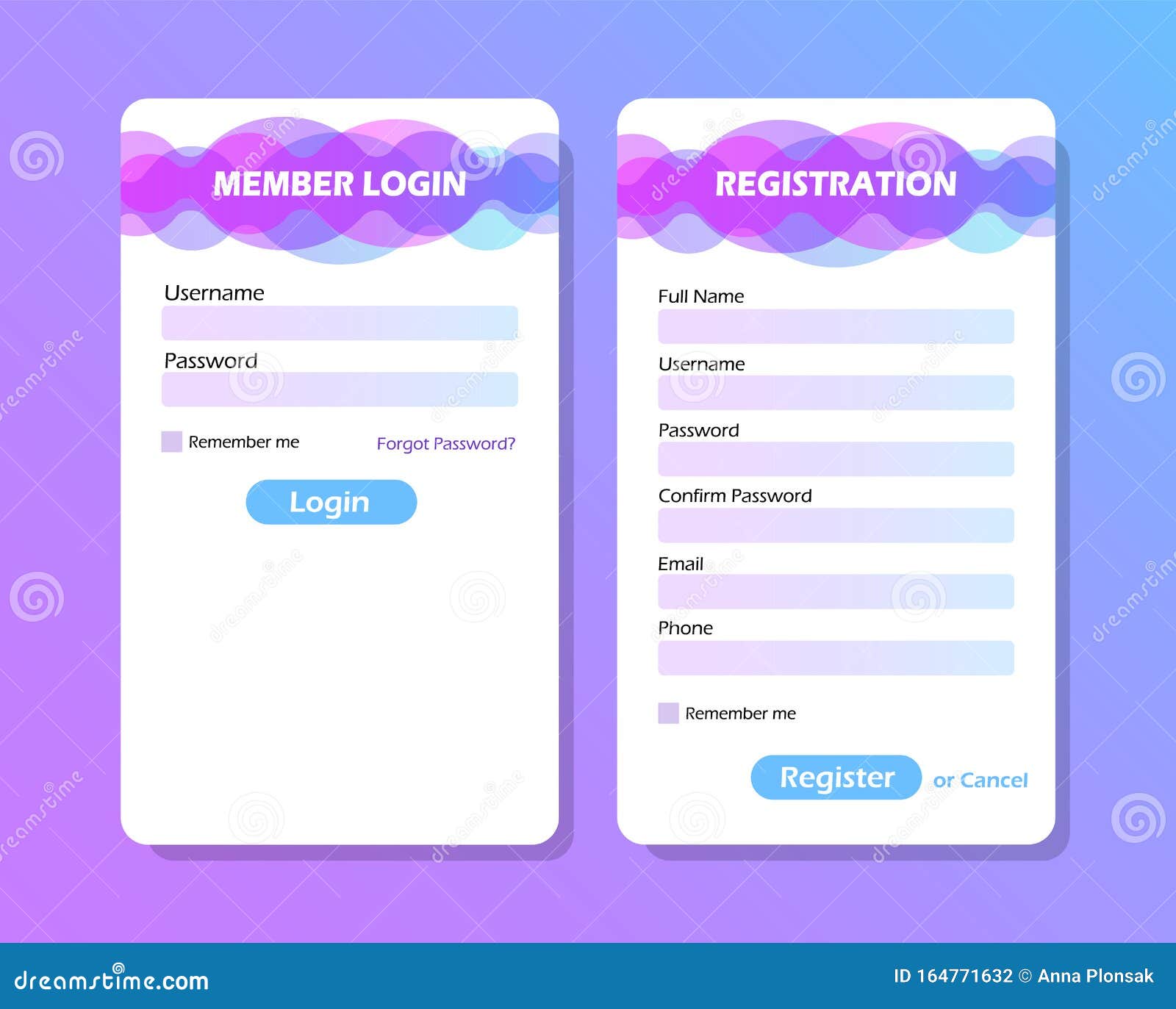 UI Elements. Login Form and Registration Form Stock Illustration ...
