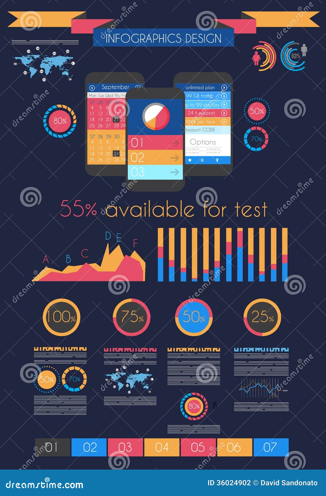 UI Flat Design Elements for Web, Infographics, Stock Illustration ...