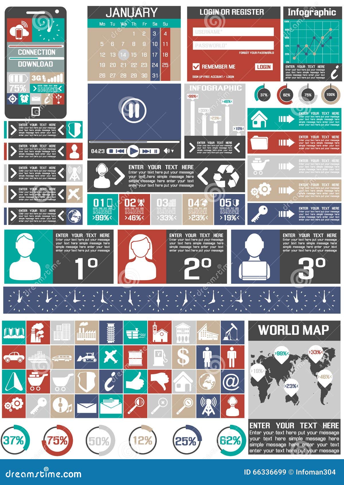 Ui flat design infographic stock vector. Illustration of graph - 66336699