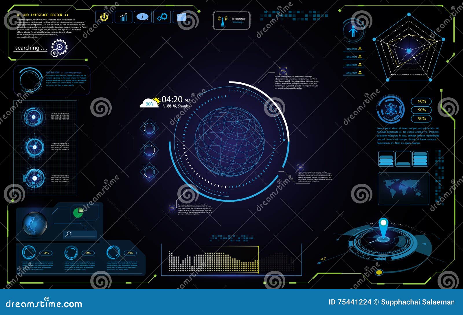 UI Futuristic Hud Interface Interactive Visualization Sci Fi Concept ...