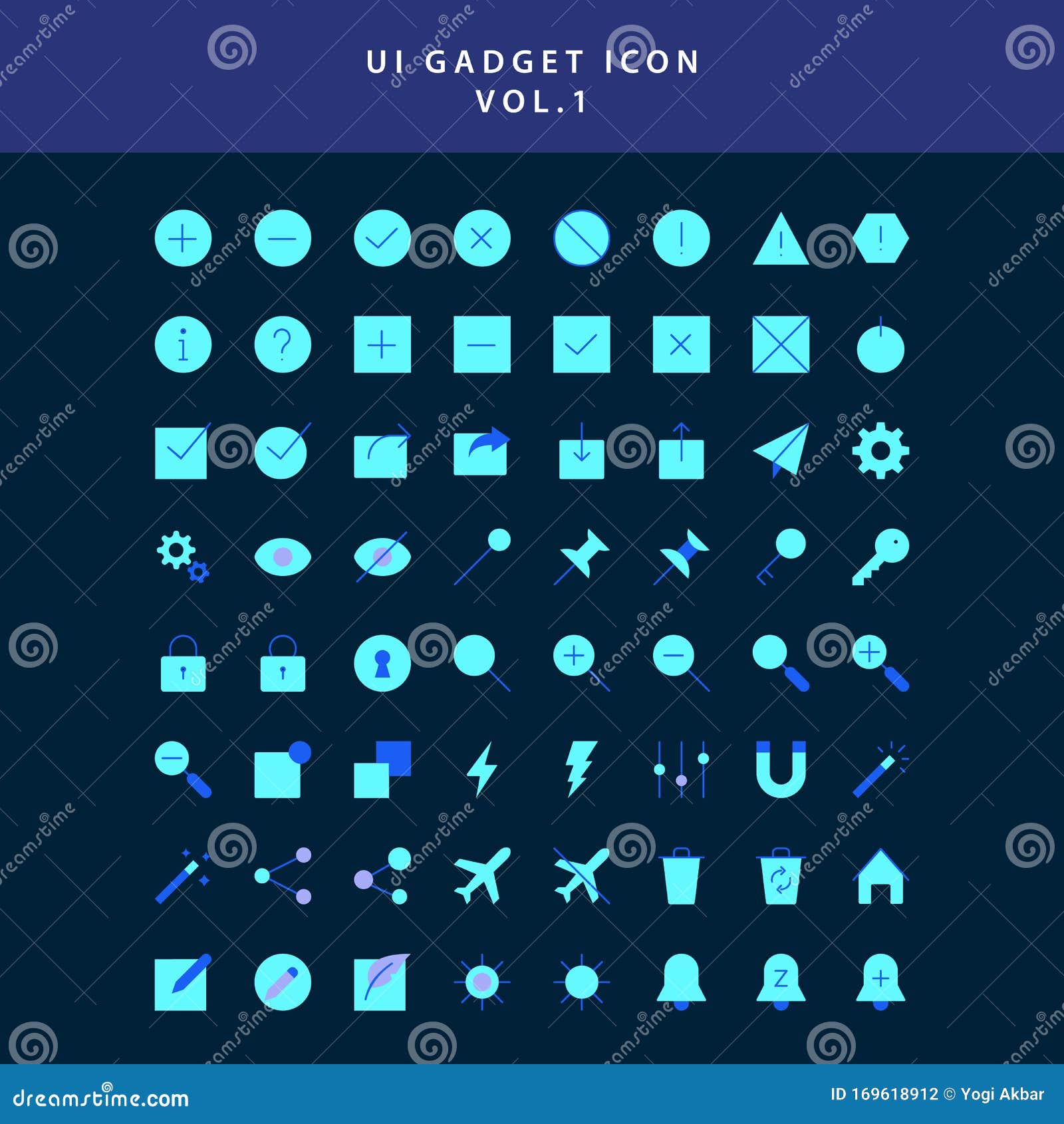 Ui Gadget Icon Set Flat Style Design Vol 1 Stock Vector - Illustration ...