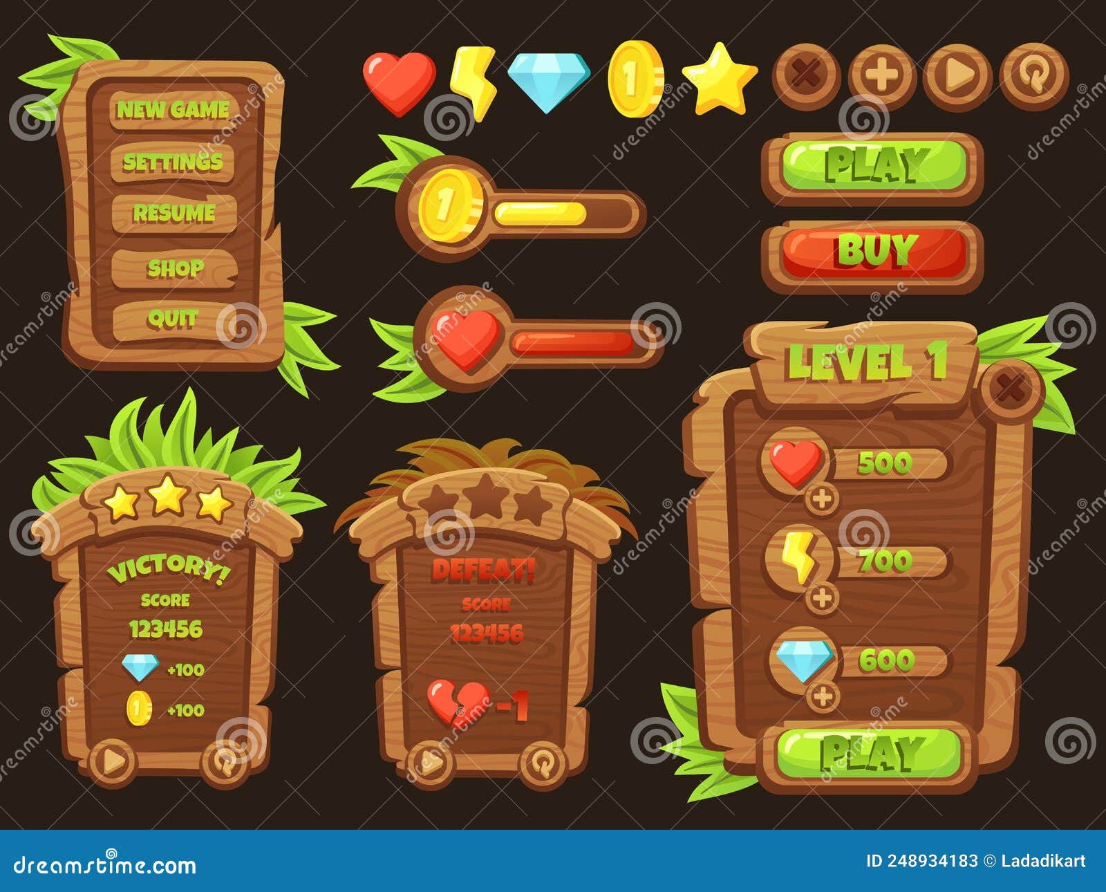 Ui Game Elements. Wooden Element for Menu Interface. Cartoon Buttons ... Ui Game Elements. Wooden Element for Menu Interface. Cartoon Buttons ...