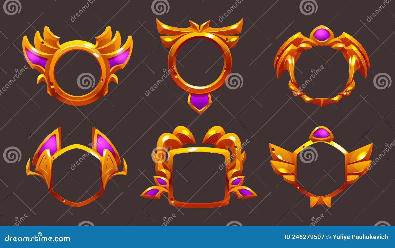 Ui Game Frames, Gold Round, Square and Hexagon Stock Vector ... Ui Game Frames, Gold Round, Square and Hexagon Stock Vector ...
