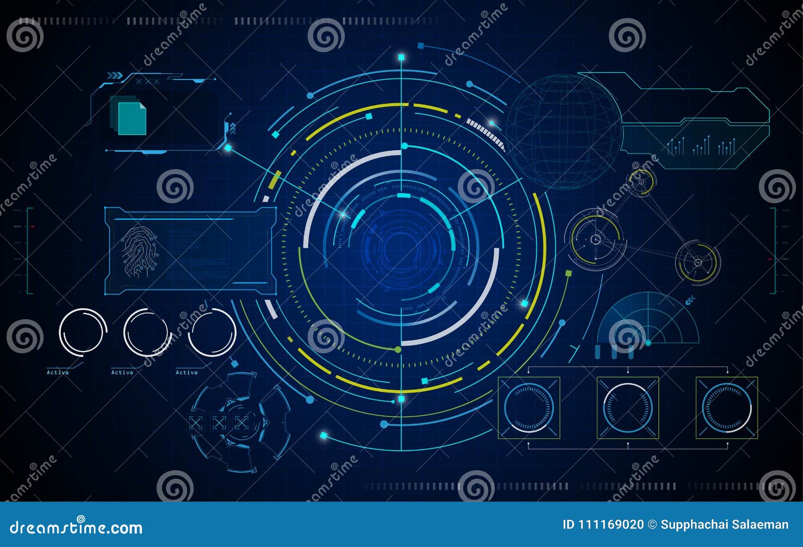 UI Hud Artificial Intelligence Virtual System Design Template Stock ...