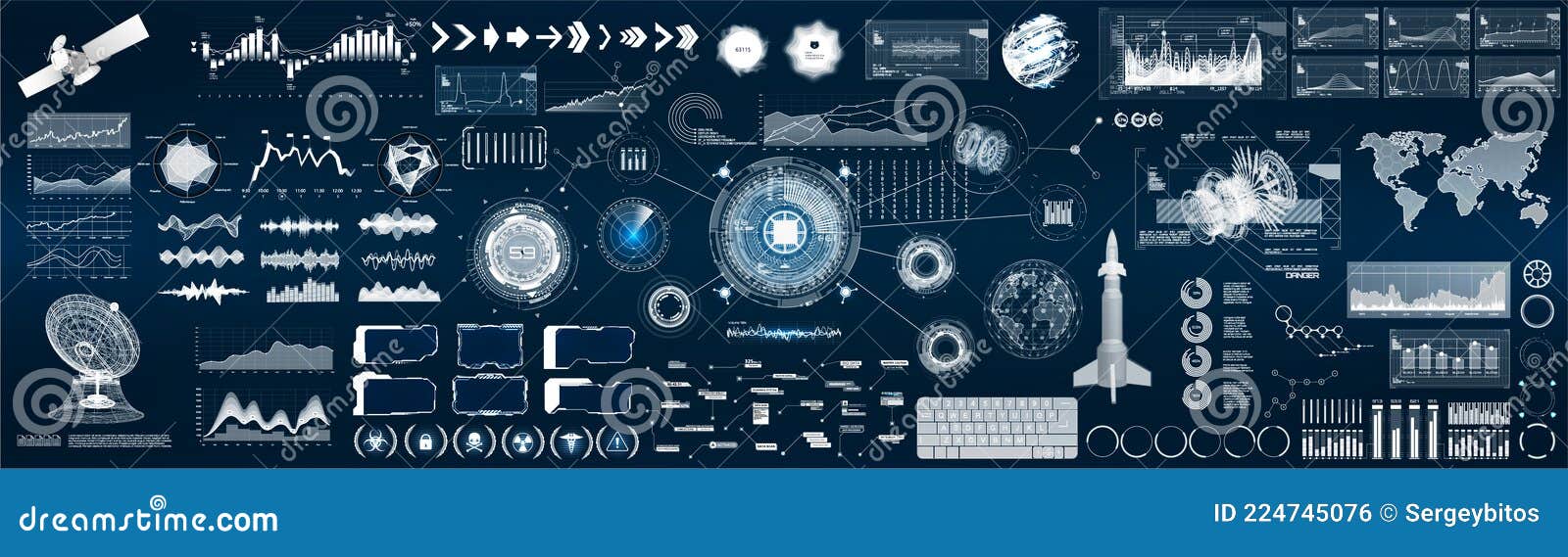 UI, HUD, GUI Big Elements Collection. Futuristic Interface Set for VR ...