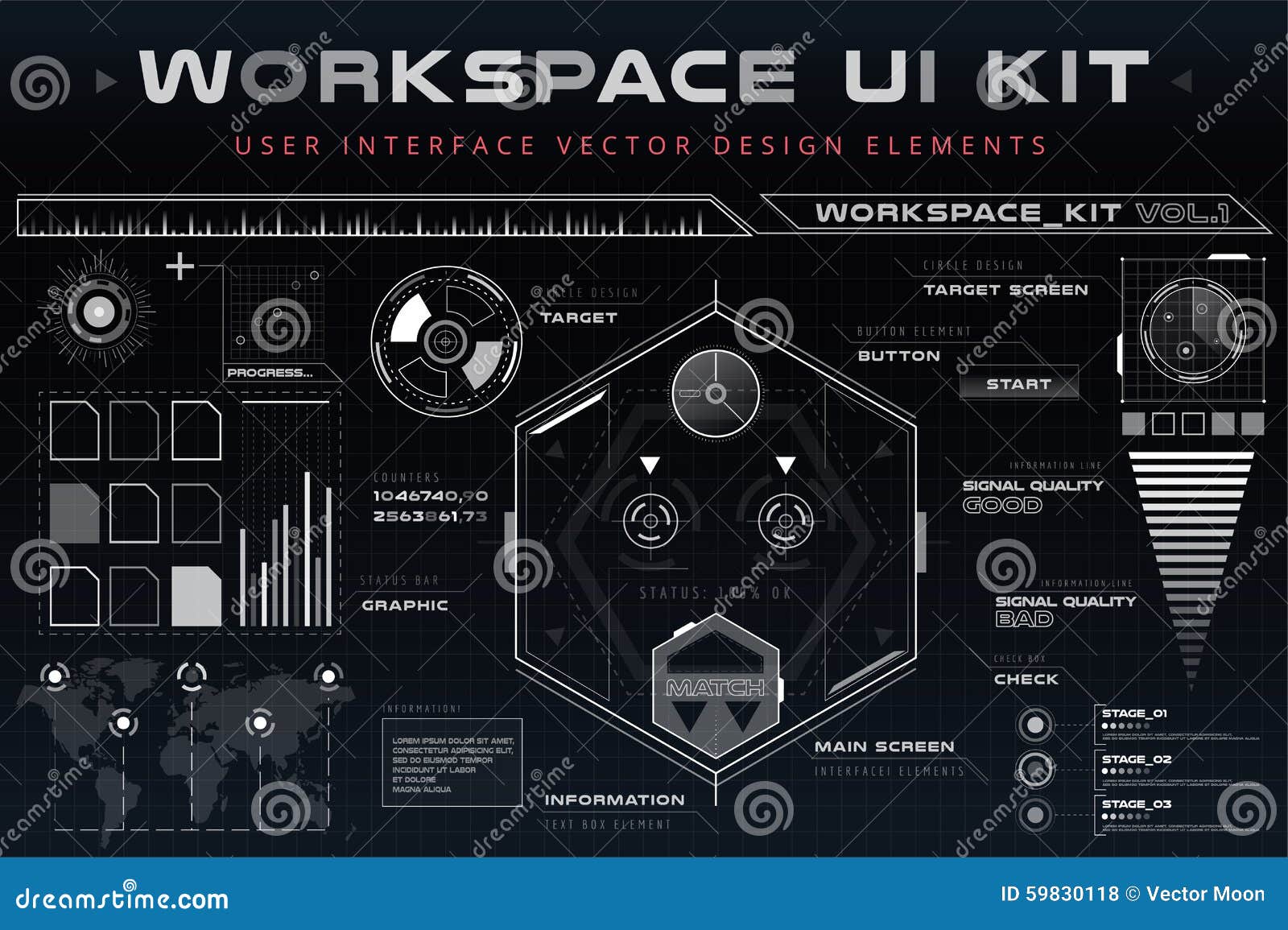 UI Hud Infographic Interface Web Elements Stock Vector - Illustration ...