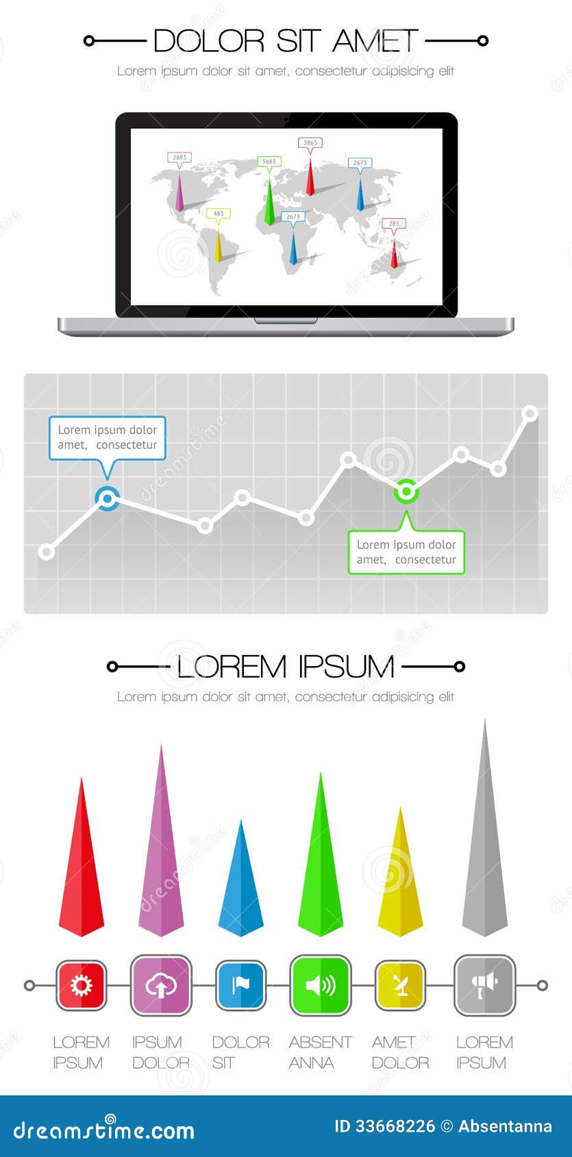 Ui, Infographics and Web Elements Including Flat D Stock Vector - Illustration of computer ...