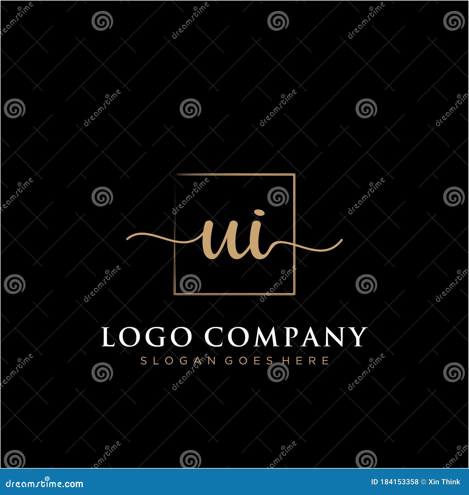 UI Initial Handwriting Logo with Rectangle Template Vector Stock Vector ...