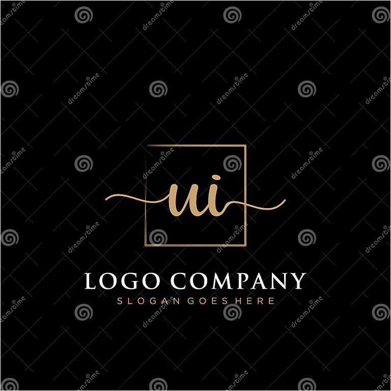 UI Initial Handwriting Logo with Rectangle Template Vector Stock Vector ...
