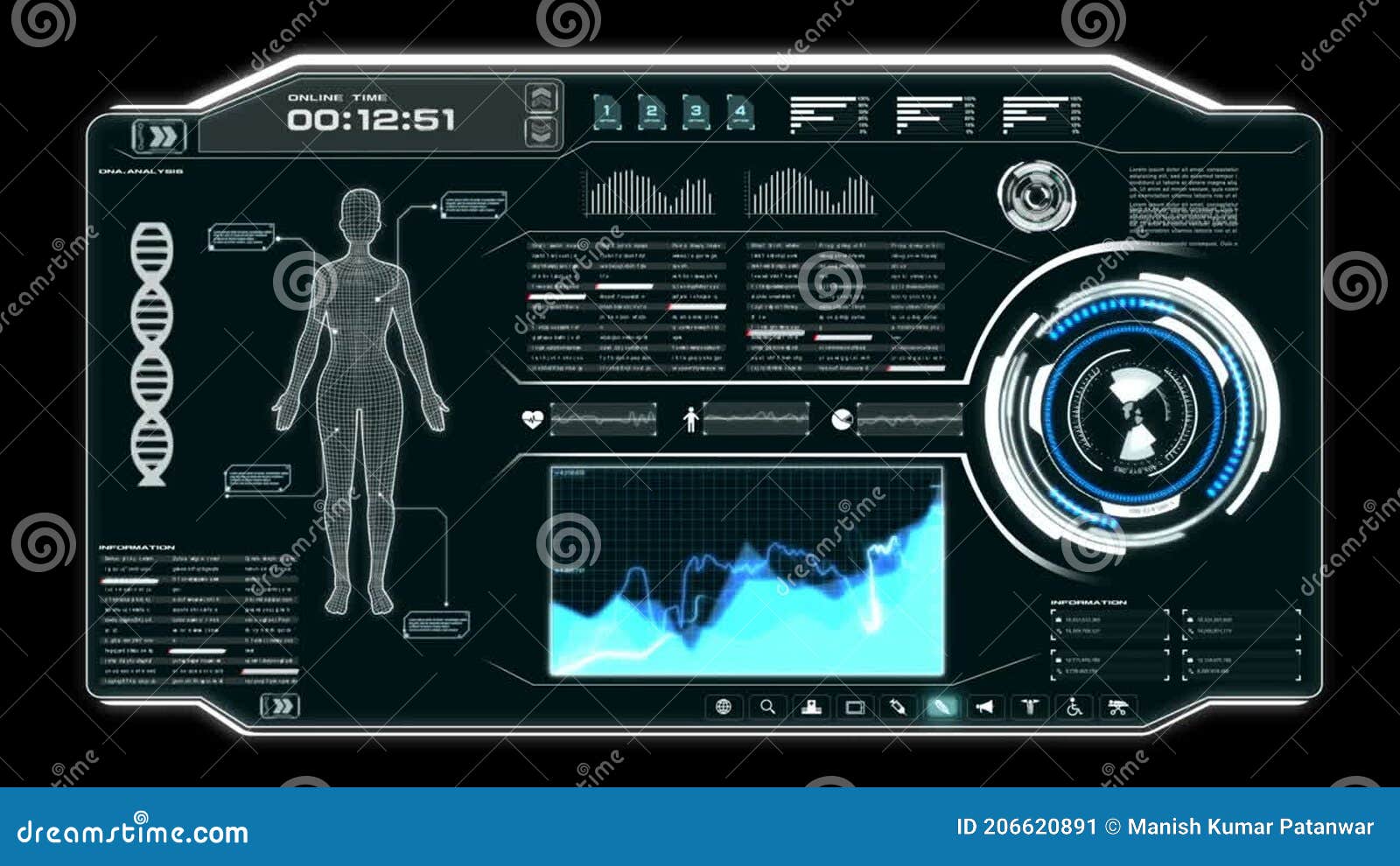 Ui Interface Background with Hologram Display Stock Video - Video of ...