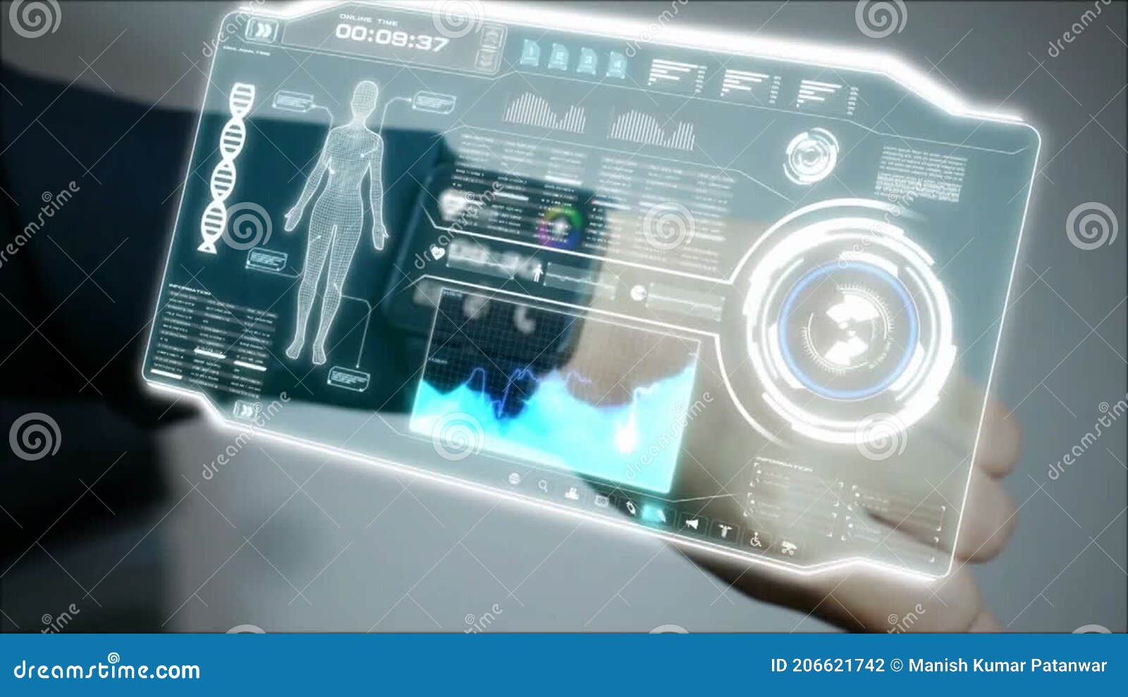 Ui Interface Background with Hologram Display Stock Footage - Video of ...