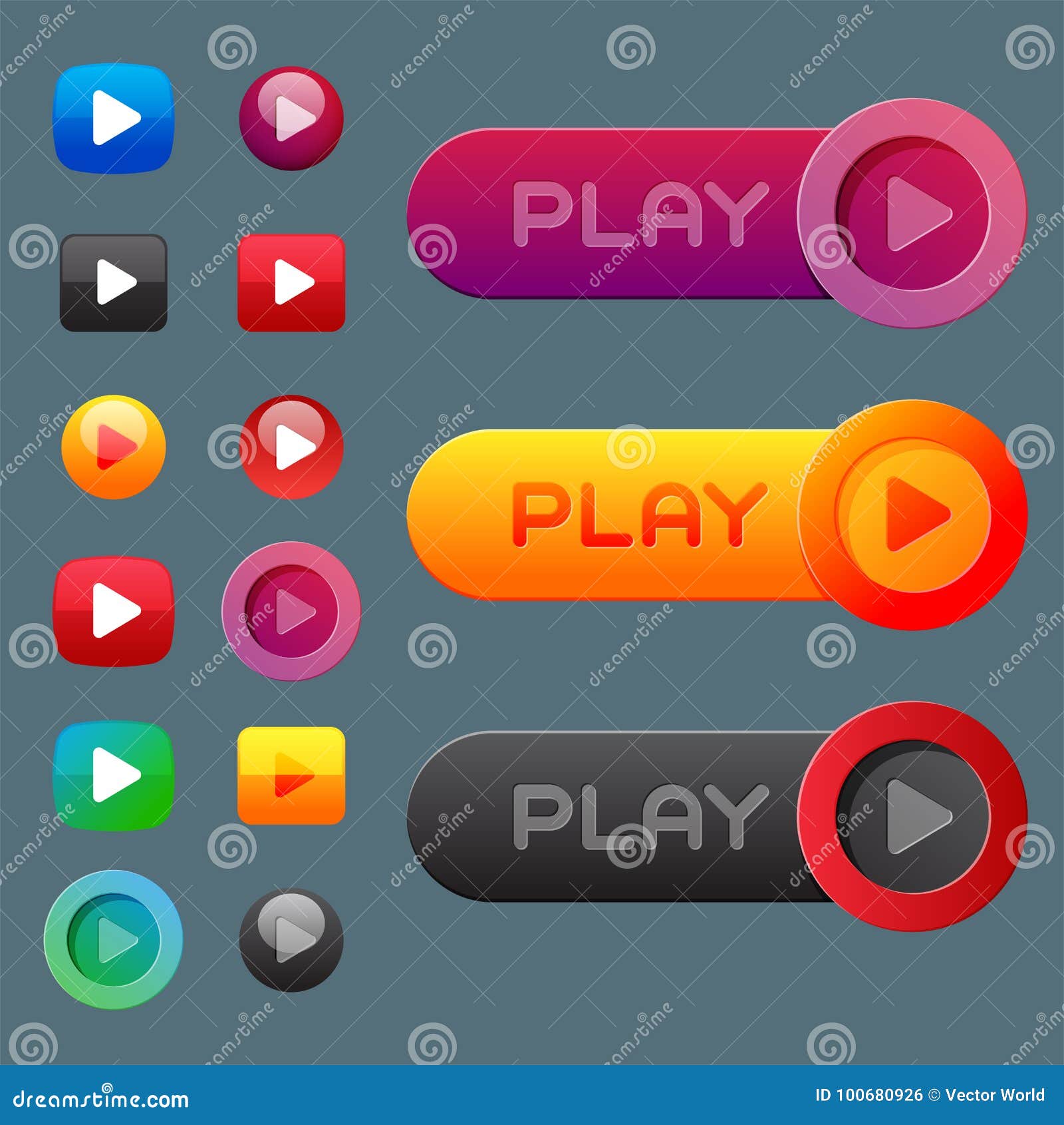 UI Interface Button Play Media Internet Website Element Online Player ...
