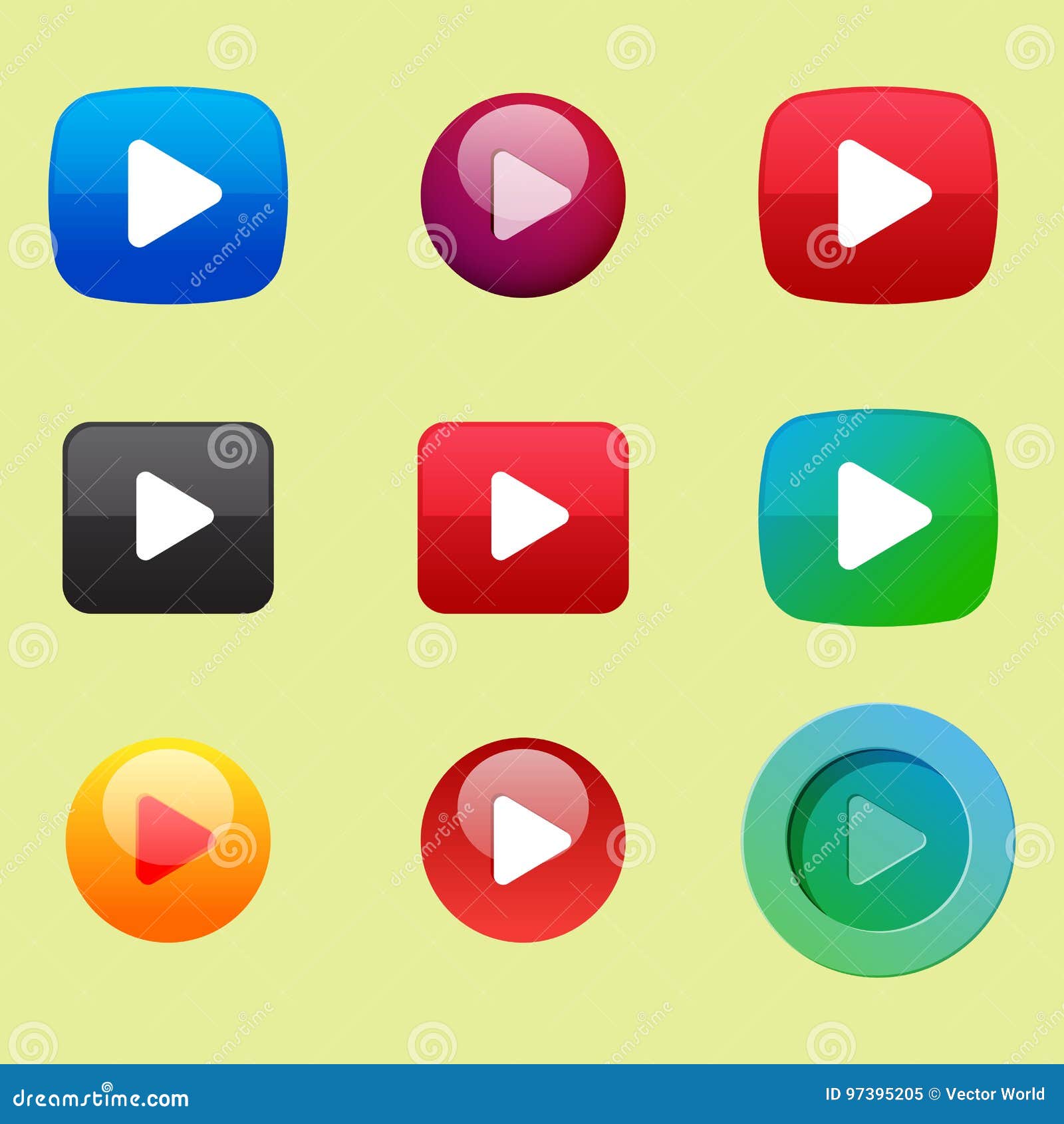 UI Interface Button Play Media Internet Website Element Online Player ...