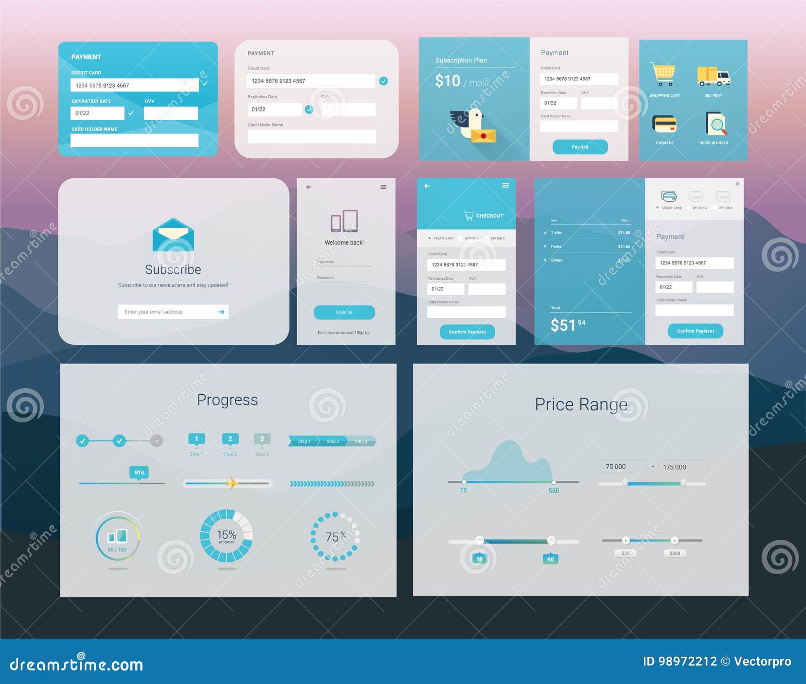 UI interface design stock vector. Illustration of design - 98972212