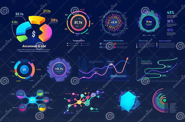 UI Interface Graphs, Charts, Infographic Elements Stock Vector ...