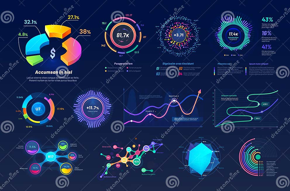 UI Interface Graphs, Charts, Infographic Elements Stock Vector ...