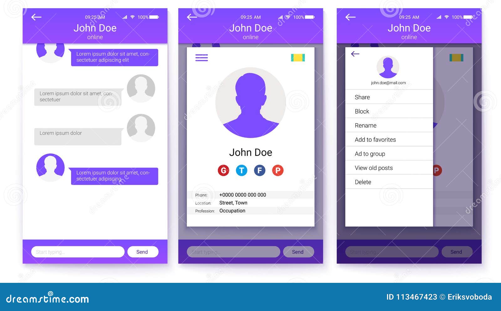 UI Kit of Mobile App. Page of Profile and Sidebar Menu Screen, Friends ... UI Kit of Mobile App. Page of Profile and Sidebar Menu Screen, Friends ...