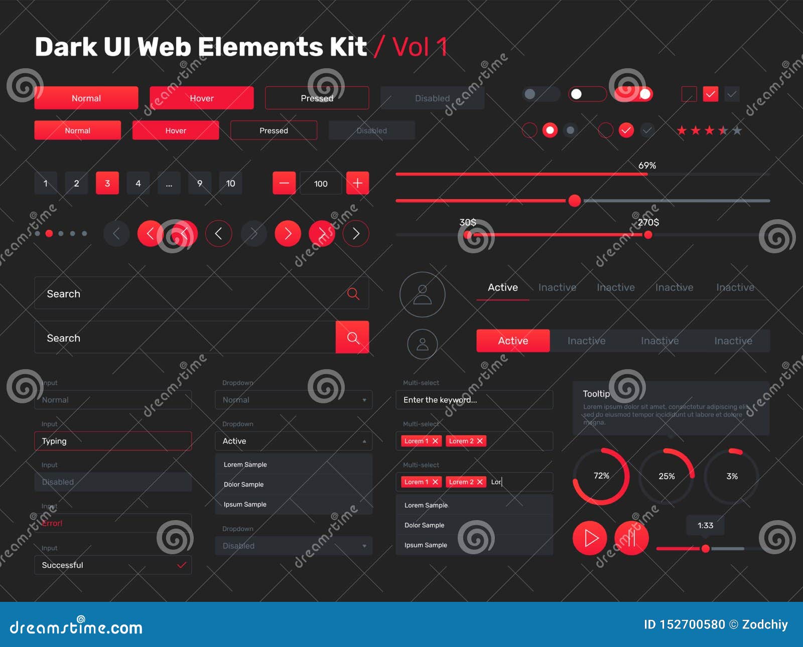 Ui kit for web stock vector. Illustration of application - 152700580