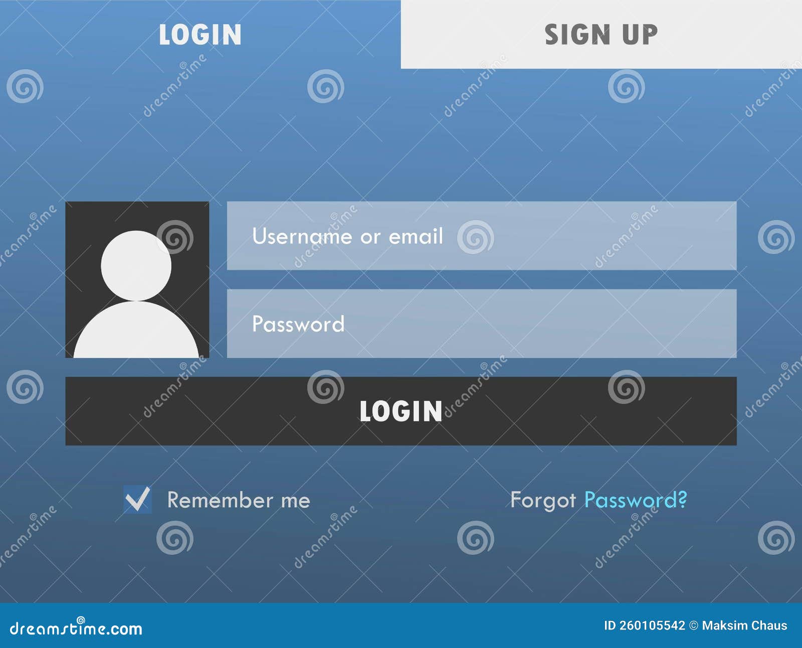 UI for the login design stock vector. Illustration of text - 260105542
