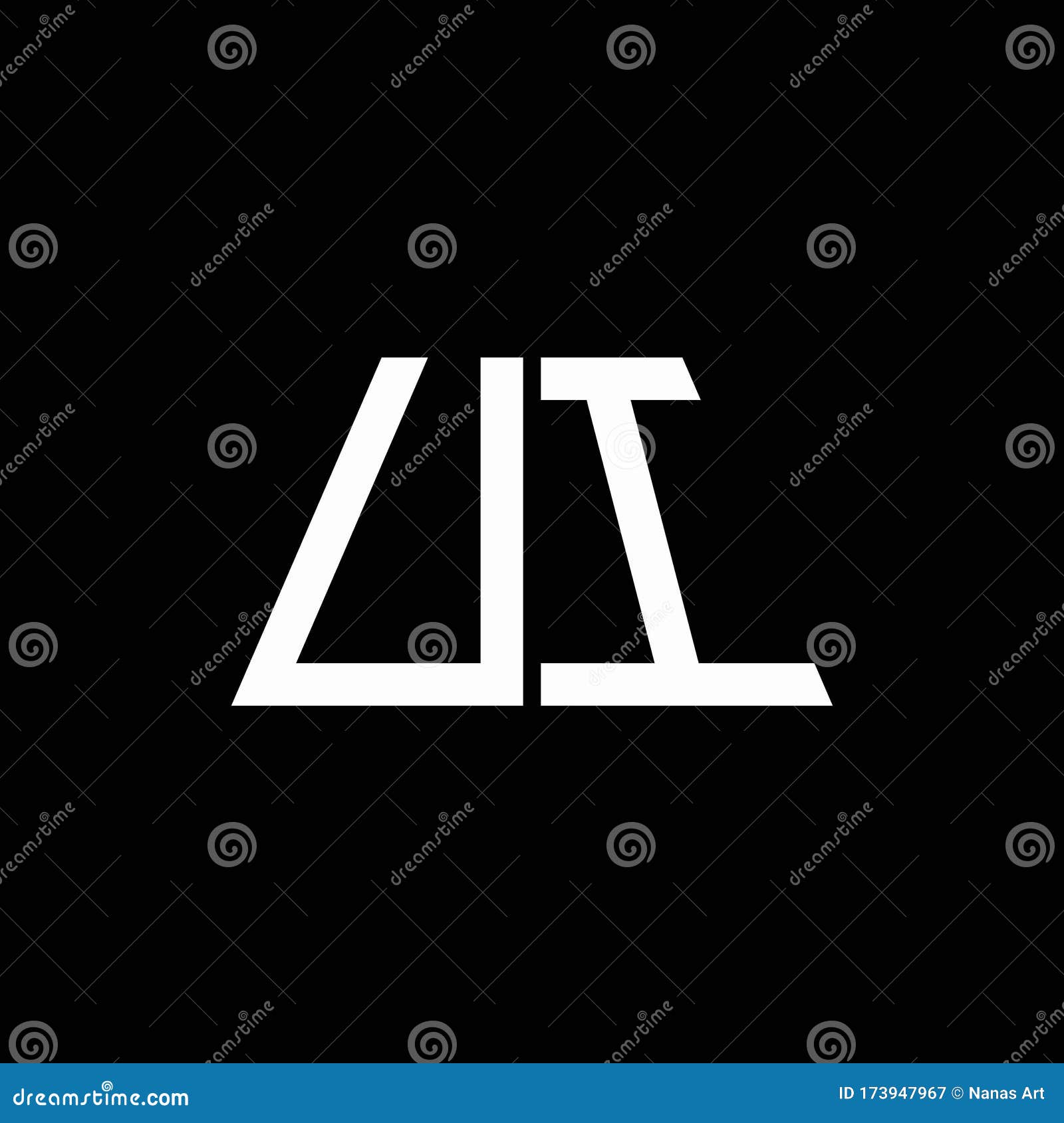 UI Logo Abstract Monogram Isolated on Black Background Stock Vector ...