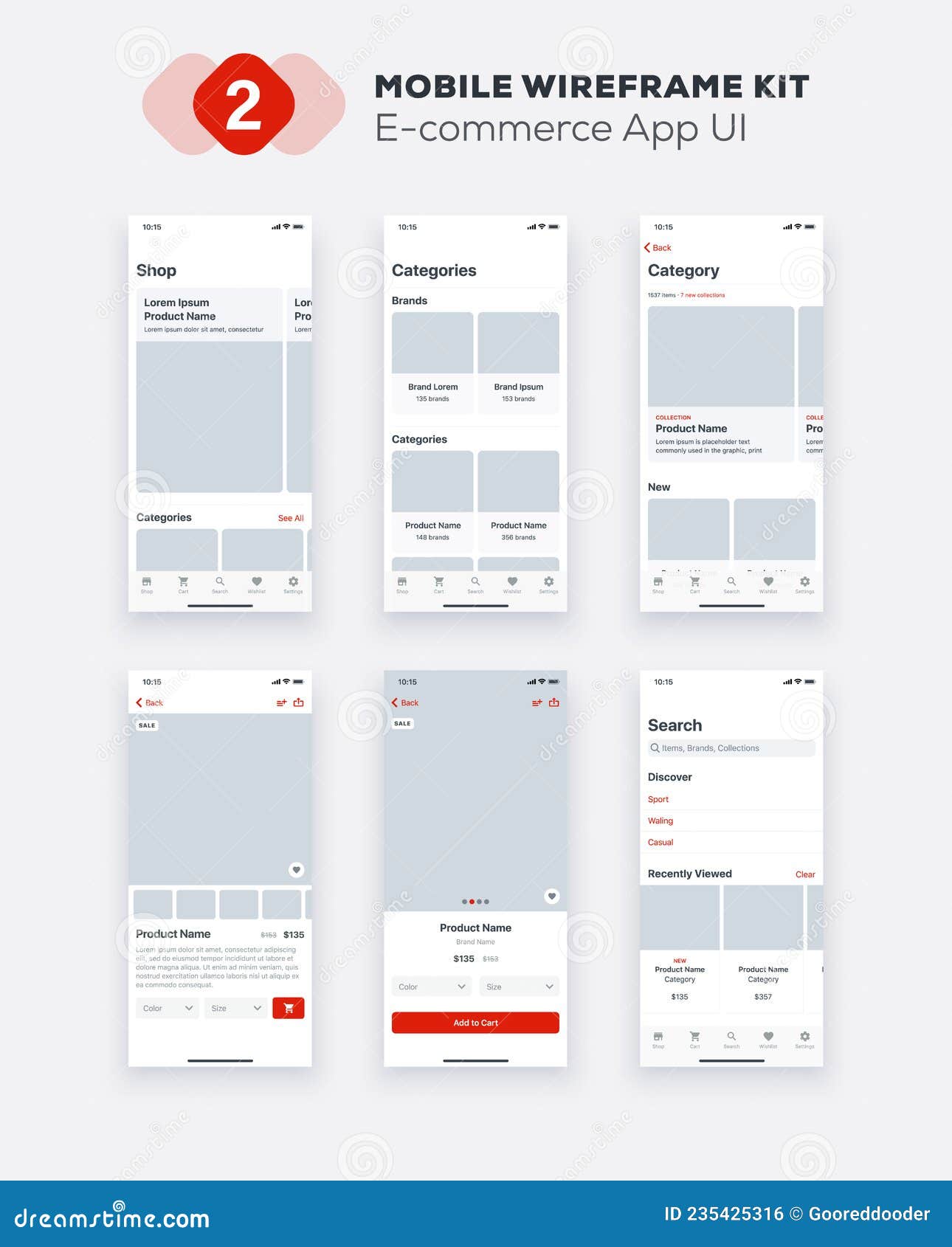 UI Mobile App. Ecommerce UX, GUI Design Elements. Mobile Application Template Layout. Stock ...