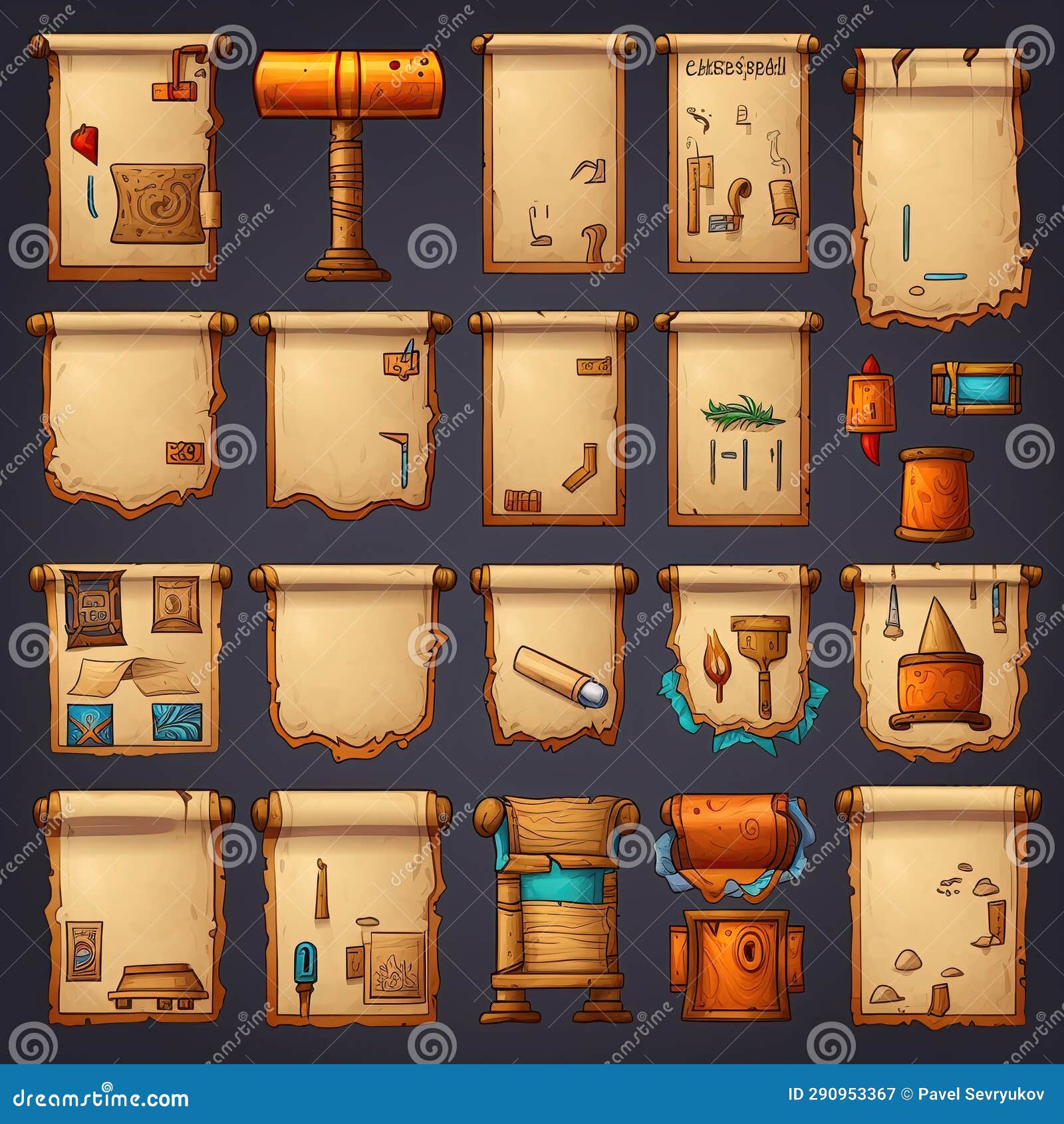 Ui Papyrus Scroll Game Ai Generated Stock Illustration - Illustration ...