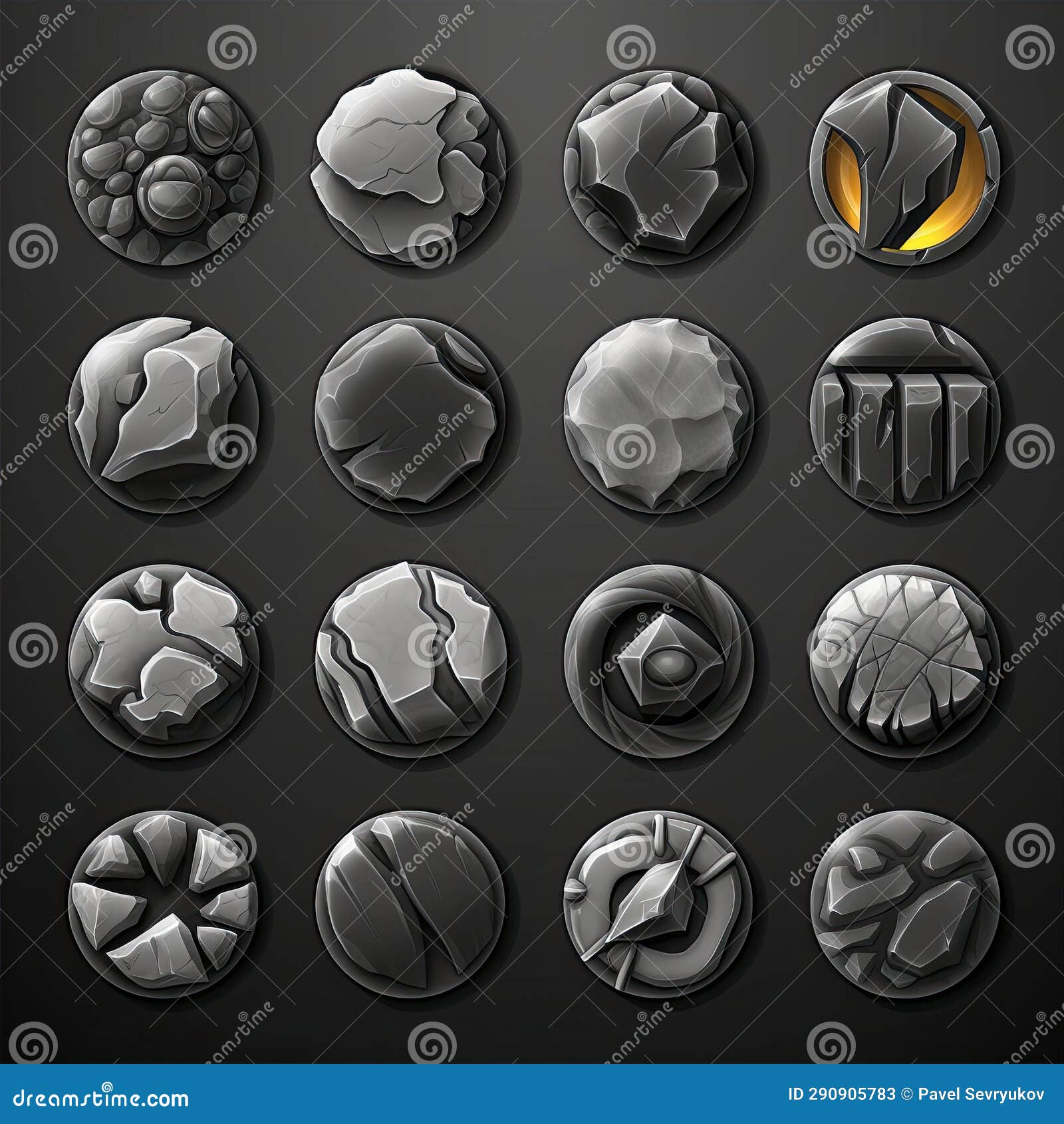 Ui Rock Stone Button Ai Generated Stock Image - Image of menu, tablet ...