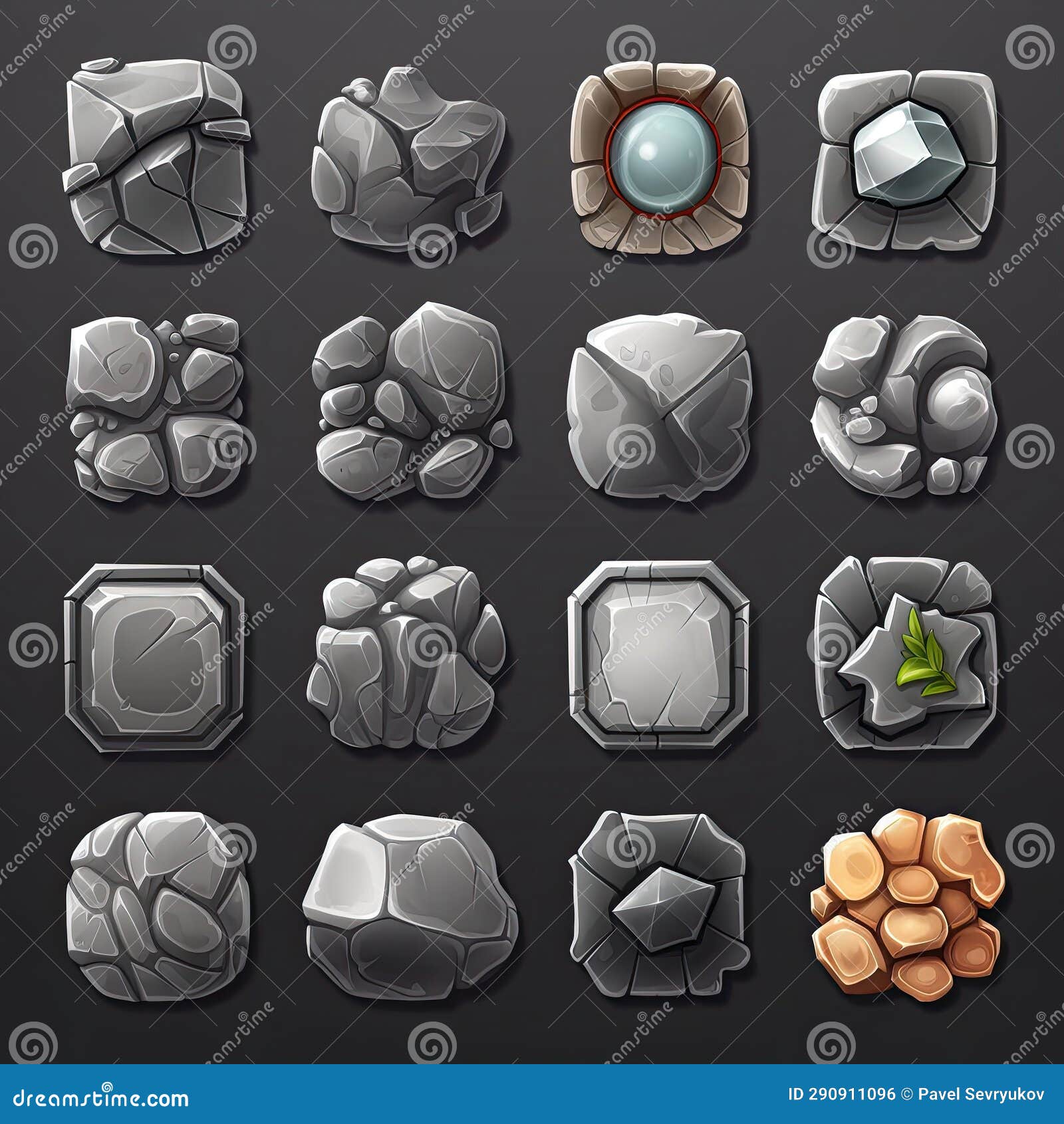 Ui Rock Stone Button Ai Generated Stock Photo - Image of sign, design ...