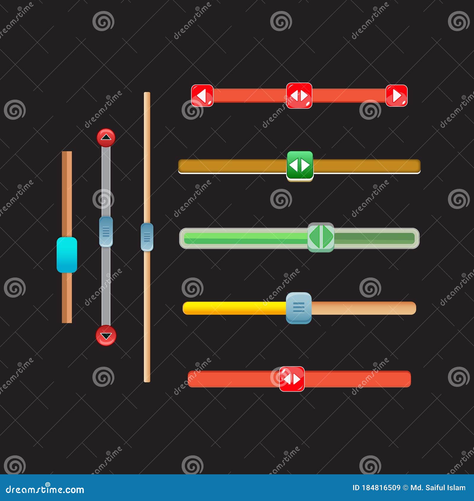 Ui Scroll Bar Vector Elements Stock Illustration - Illustration of ...