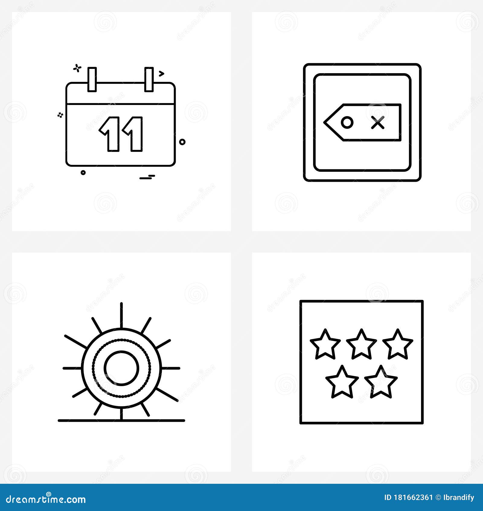 UI Set of 4 Basic Line Icons of Calendar; Space; Month; Keyboard; Hotel ...
