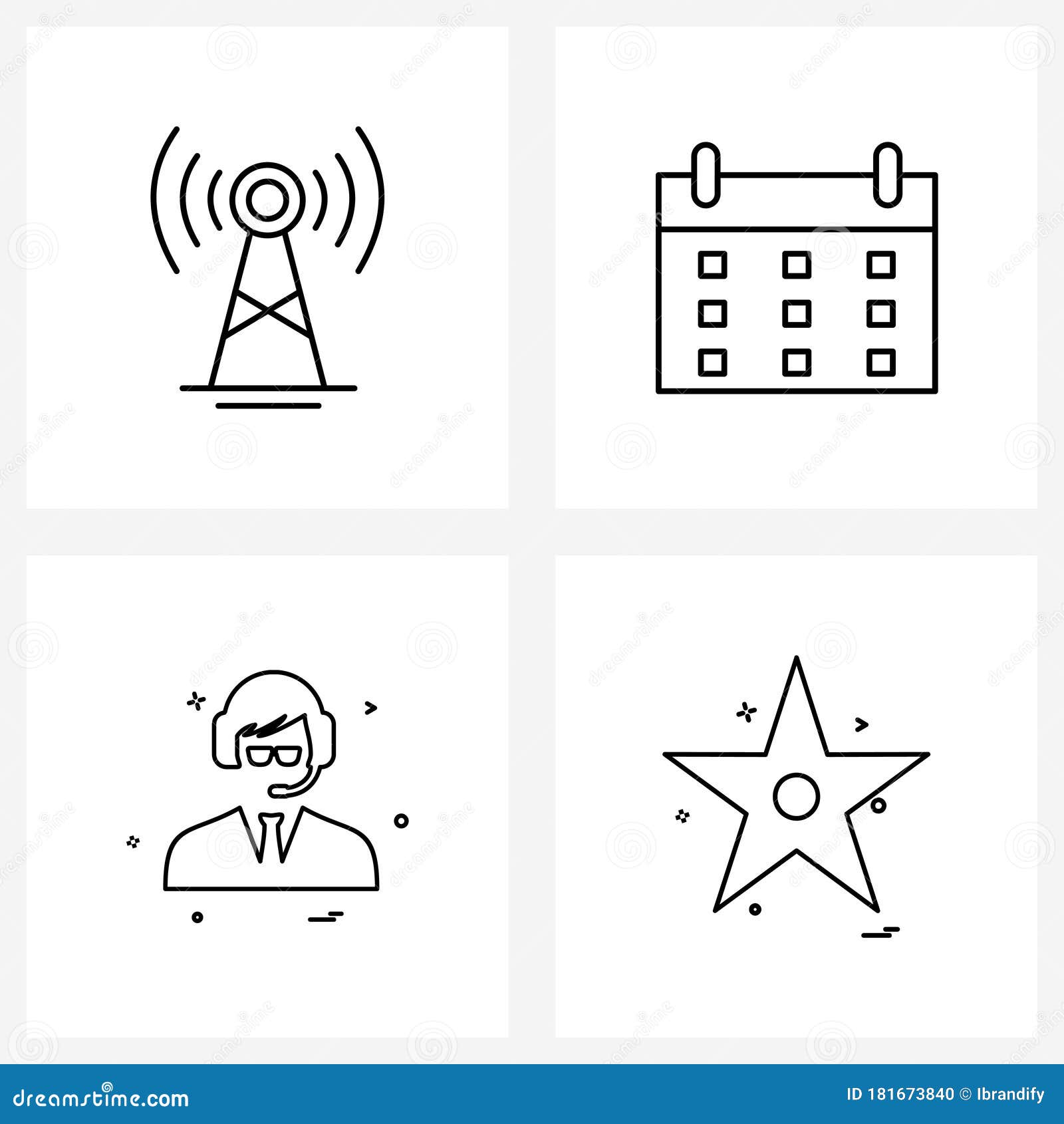 UI Set of 4 Basic Line Icons of Infrared, Avatar, Network, Day, Profile ...