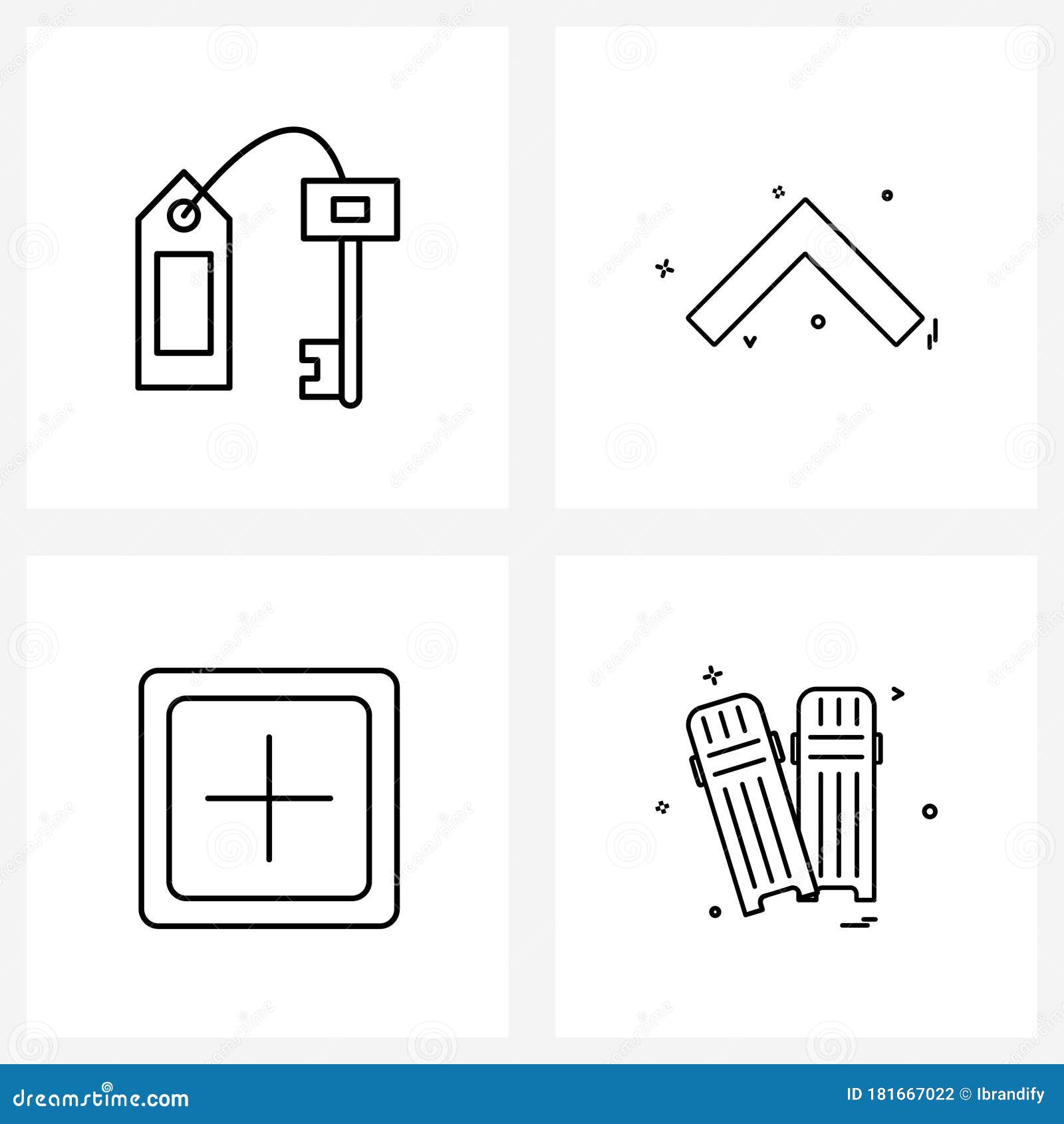 UI Set of 4 Basic Line Icons of Key; Add; Tag; Pointer; Increase Stock ...