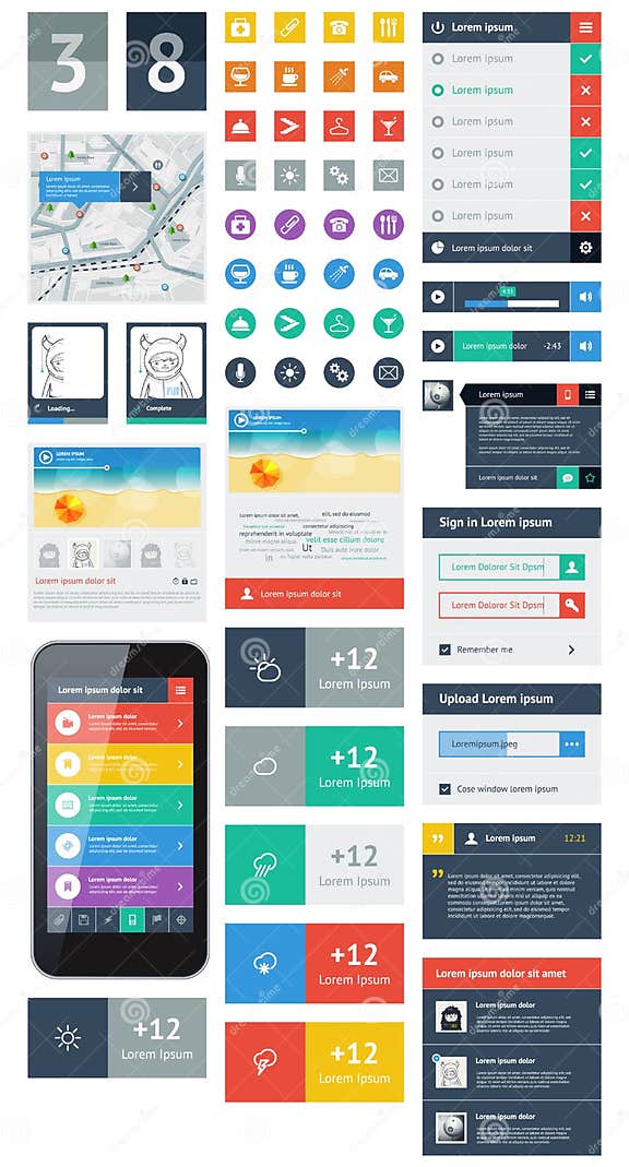 UI is a Set Components Featuring the Flat Design Stock Vector ...