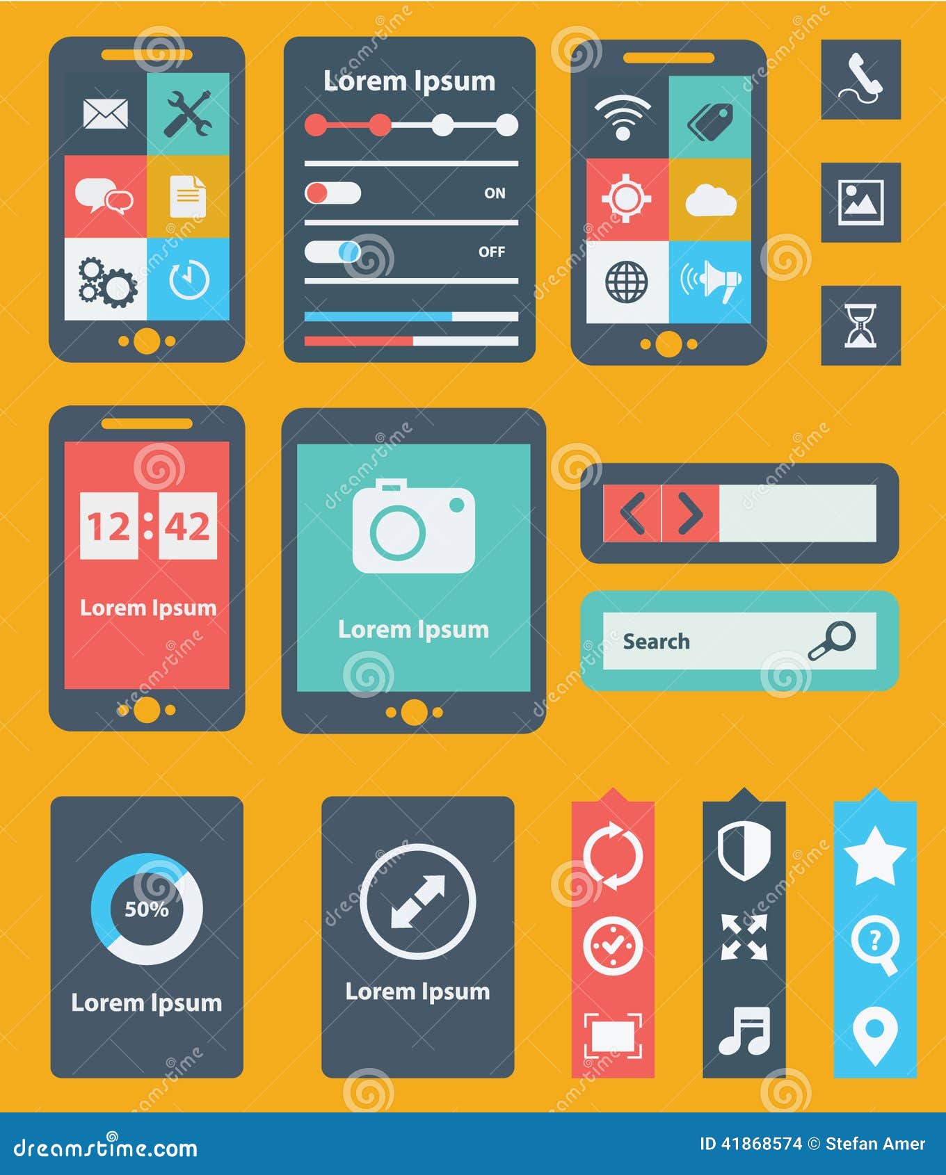 UI is a Set of Beautiful Components Featuring the Flat Design Trend ...