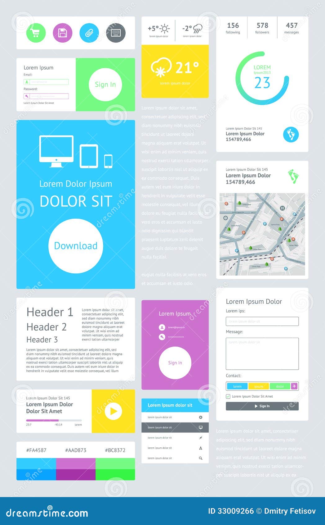 UI is a Set Components Featuring the Flat Design Stock Vector ...