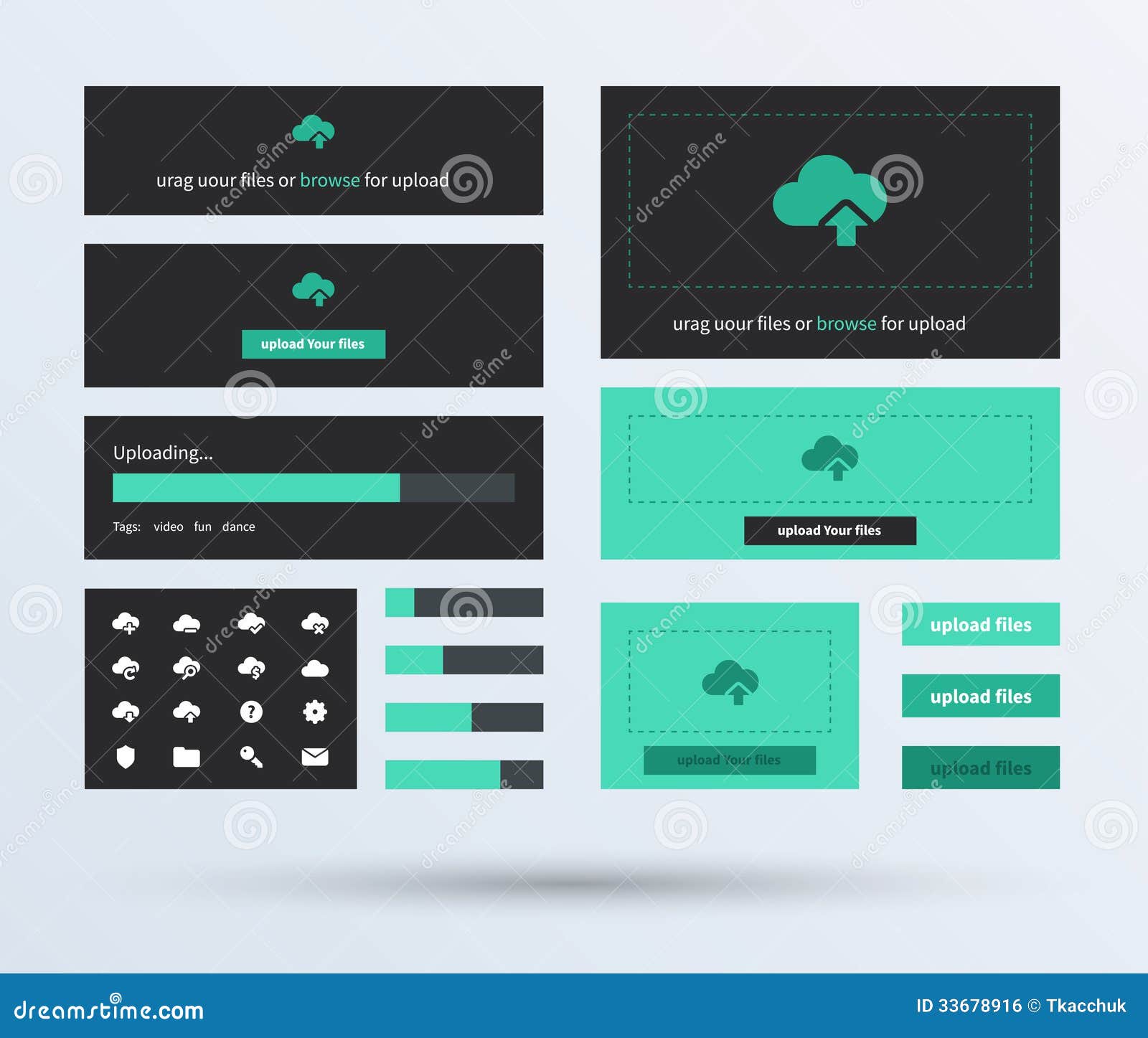 UI Set the Flat Design Trend. Stock Vector - Illustration of green ...