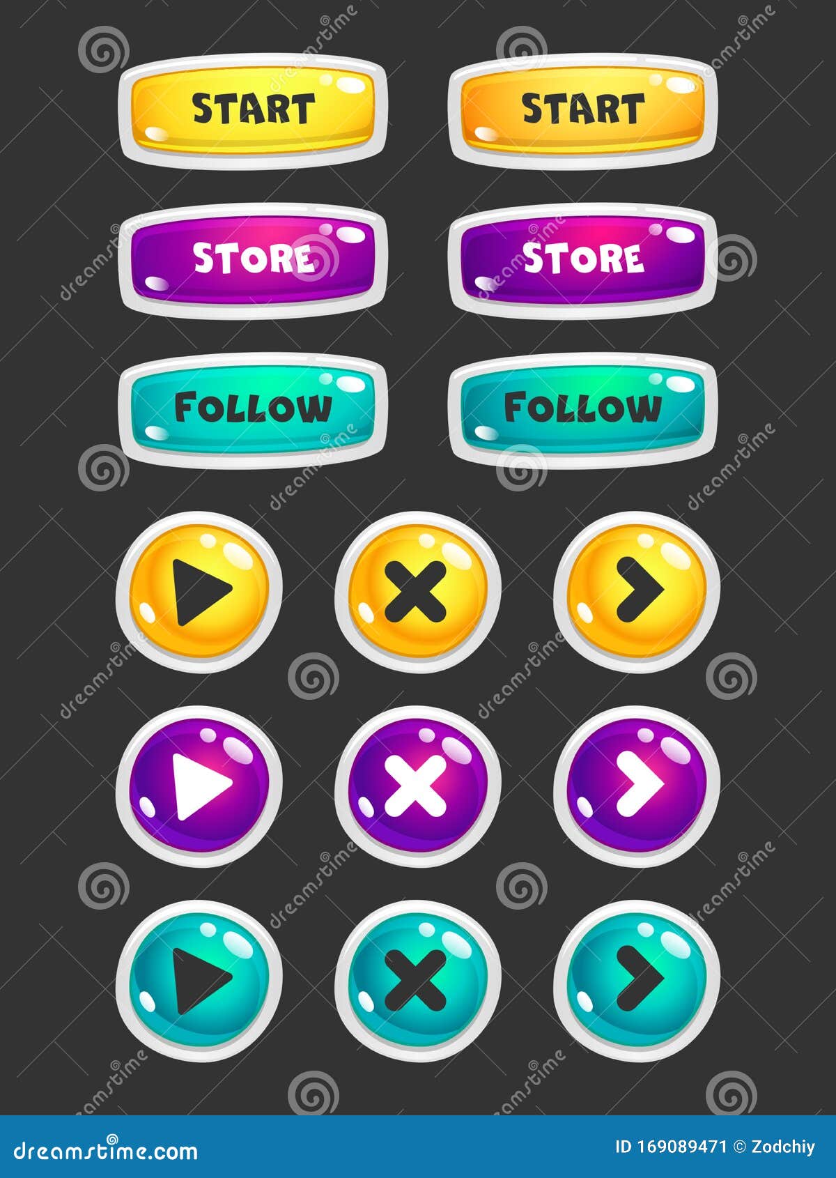 UI set of game navigation stock illustration. Illustration of ...