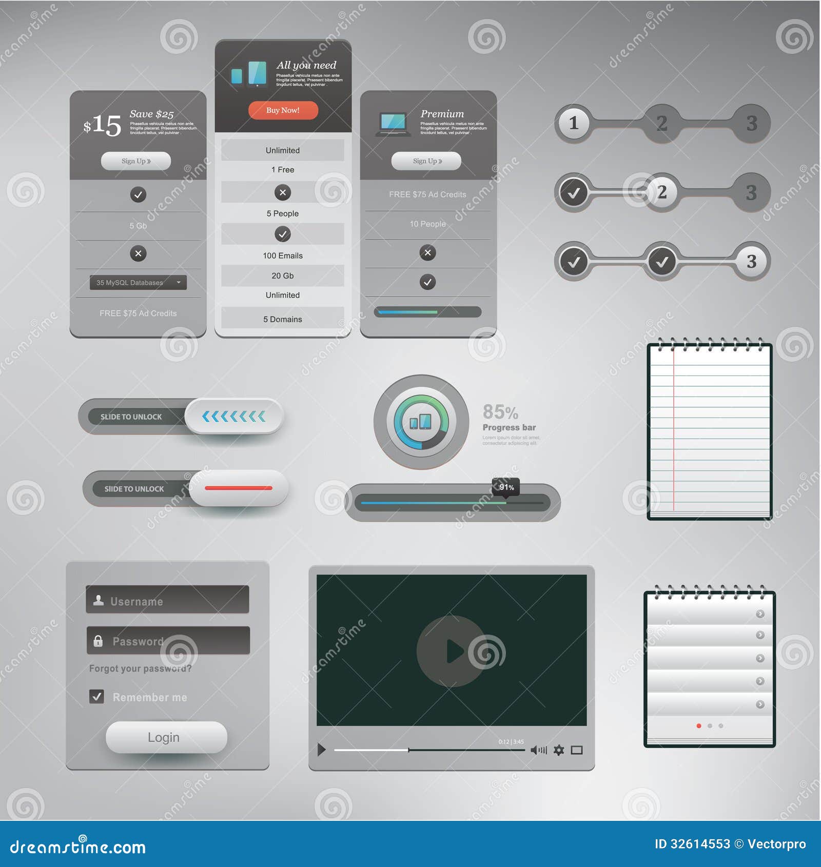 UI set stock vector. Illustration of screen, application - 32614553