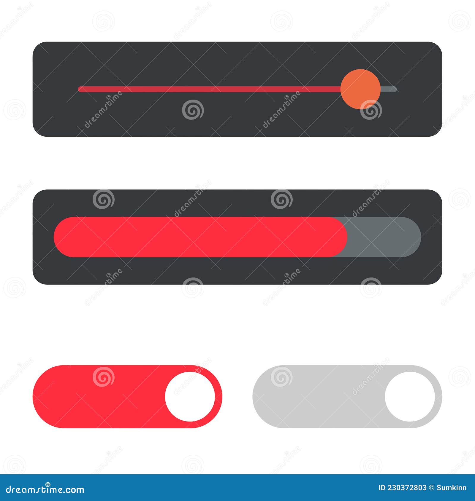 UI sliders bar panel set. stock vector. Illustration of modern - 230372803