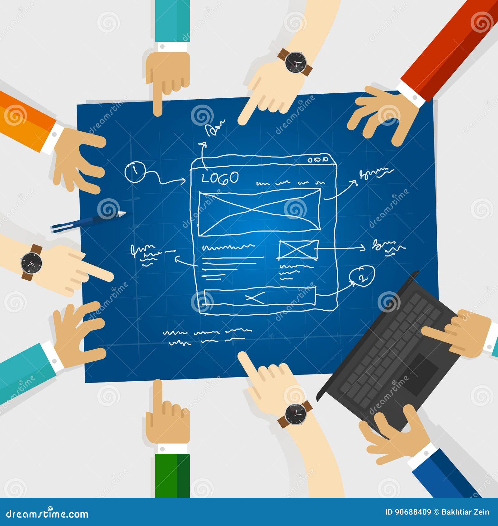 UI or User Interface and UX or User Experience Design Team Work on ...