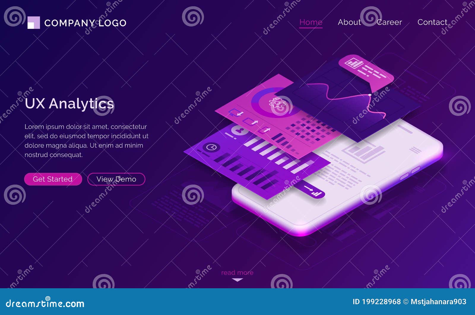 Ui Ux Analytics Dashboard Isometric Landing Page Stock Vector ...