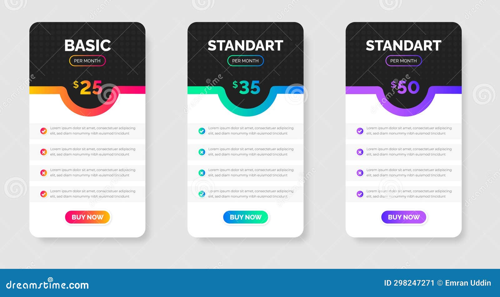 UI UX App Pricing Chart Table Subscription Design or Website Pricing ...