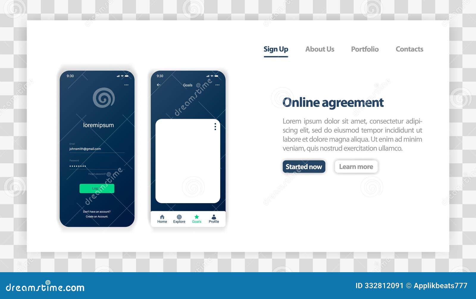 UI and UX Application Interface Design with Phone Frame Stock Vector ...