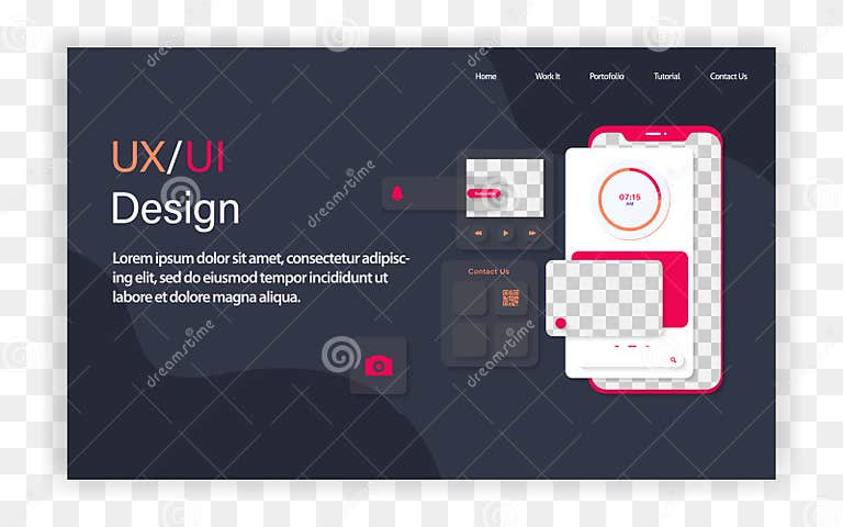 UI and UX Application Interface Design with Phone Frame Stock Vector - Illustration of ...