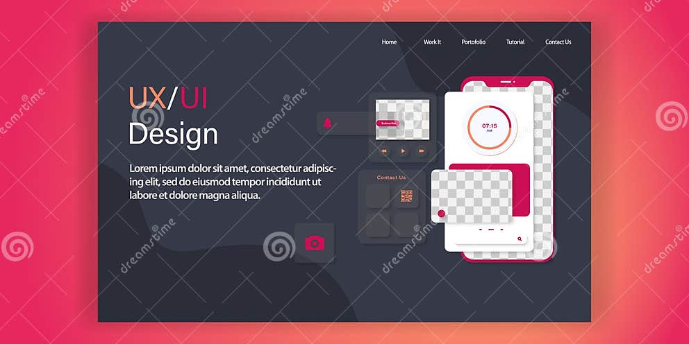 UI and UX Application Interface Design with Phone Frame Stock Vector - Illustration of ...