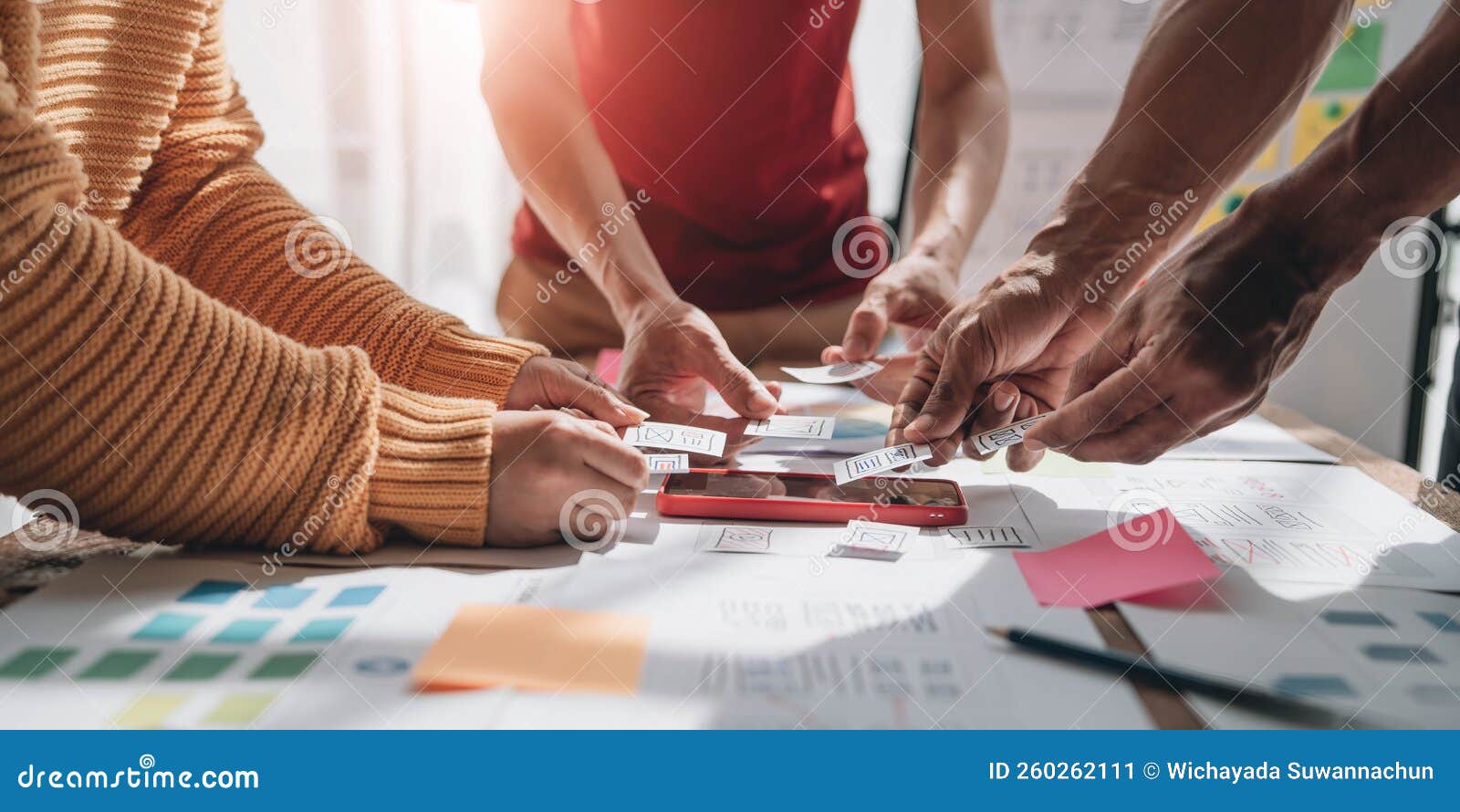 UI UX Creative Designer Team Designing Wireframe Layout for Responsive ...